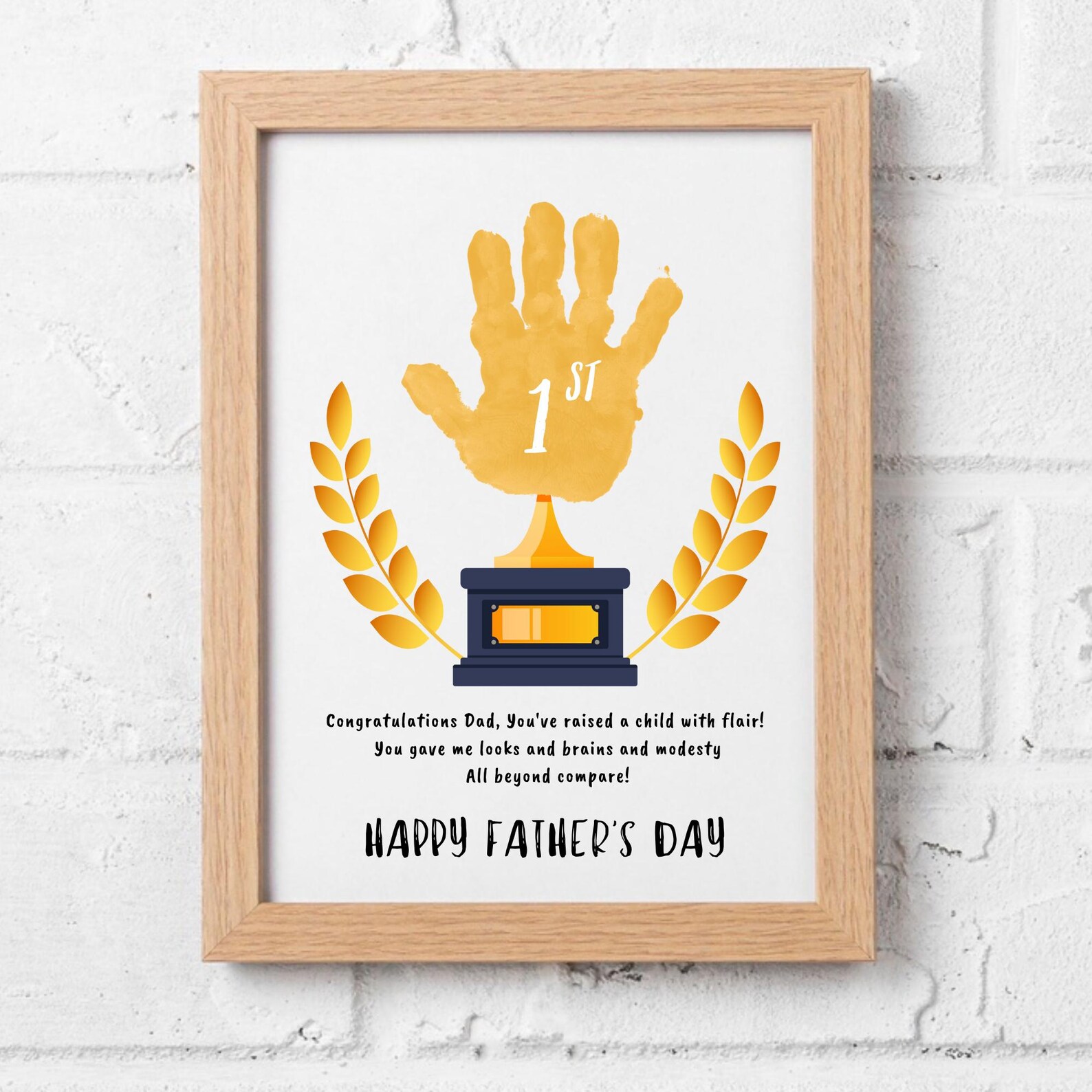Trophy Handprint Craft, Dad No 1 Handprint, Happy Fathers Day Handprint ...