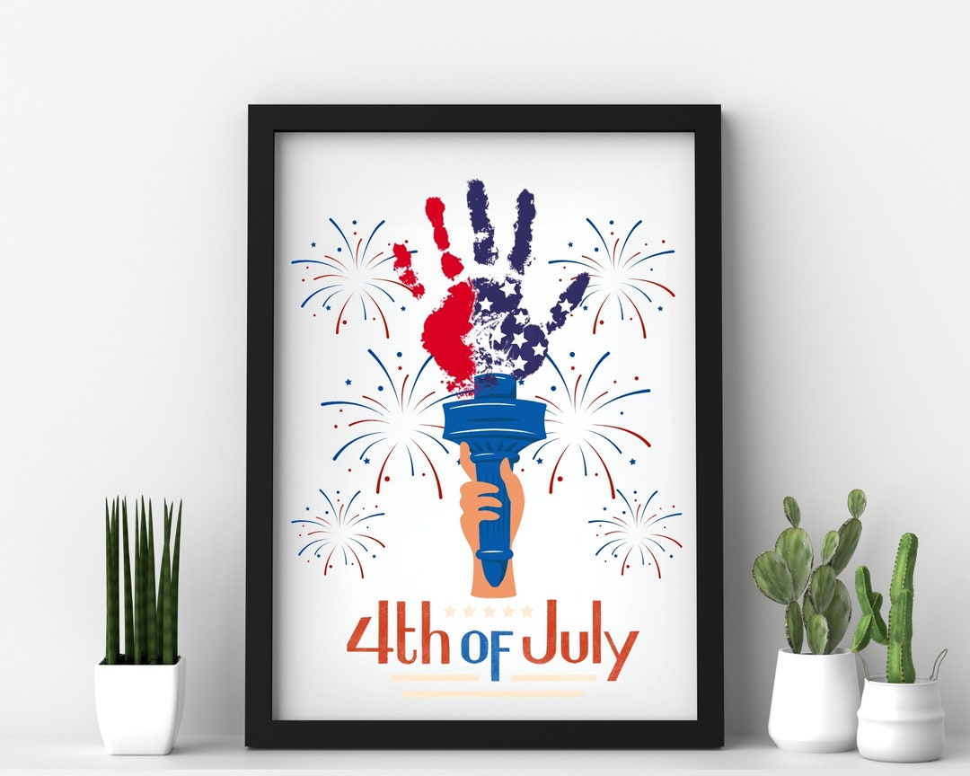 4th of July Firework Handprint, Flag Poem, 4th of July Independence Day ...