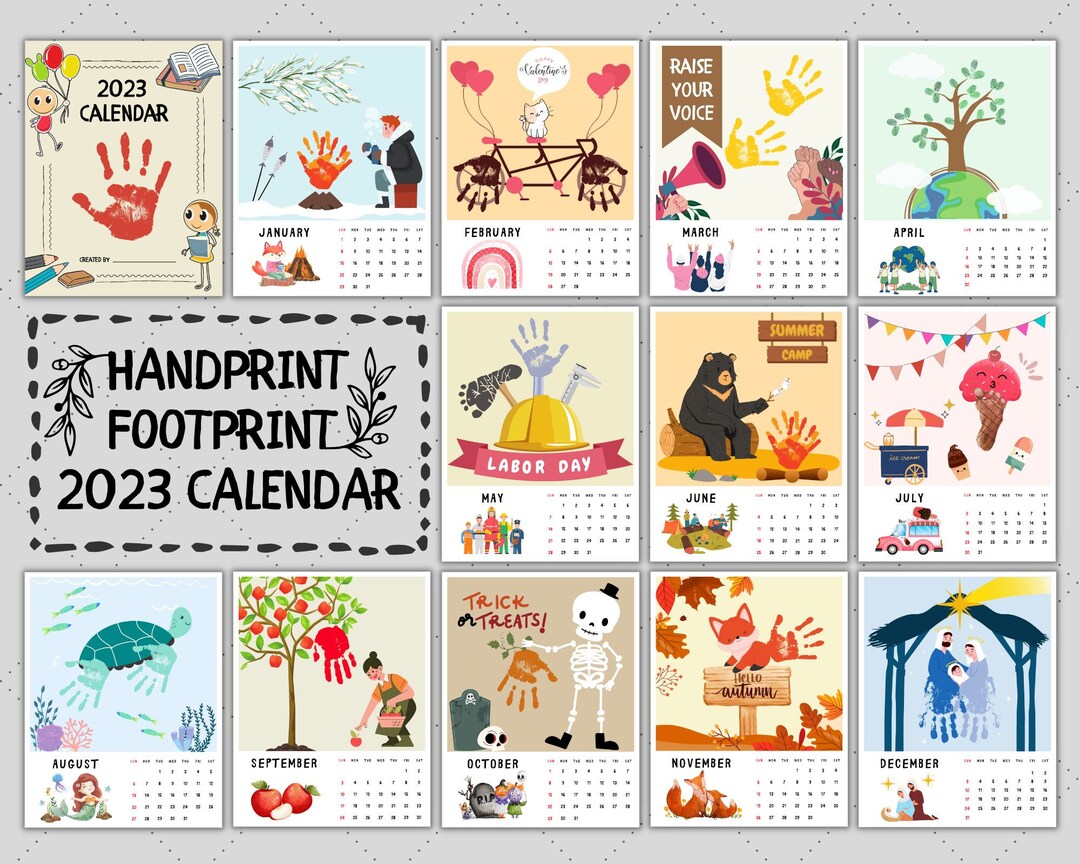 2023 Handprint/footprint Calendar, Handprint Craft, Footprint/handprint ...