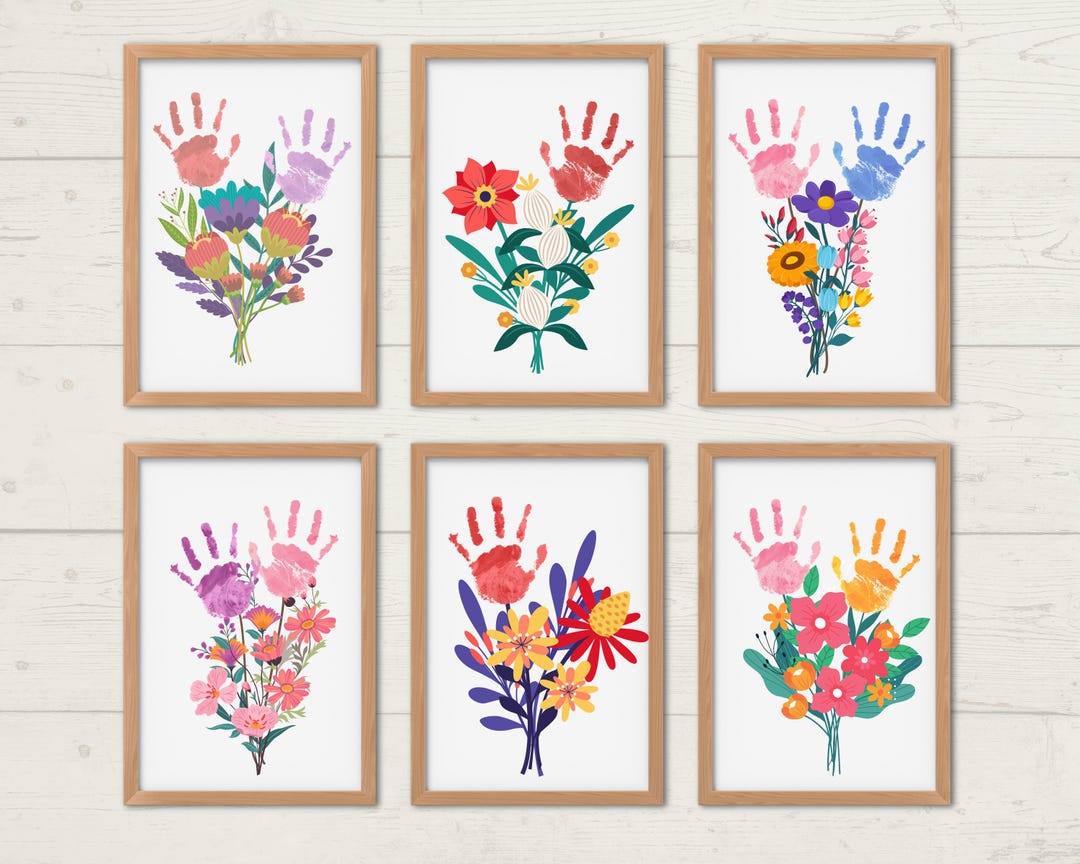 Colorful Flower Handprint Bundle, Handprint Craft for Mom, Mother's Day ...