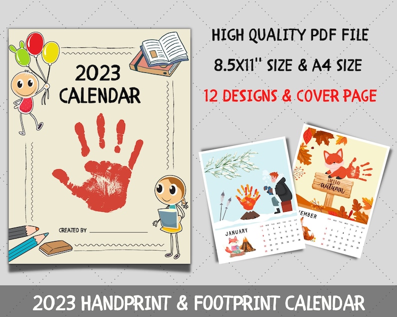 2023 Handprint/footprint Calendar Handprint Craft - Etsy