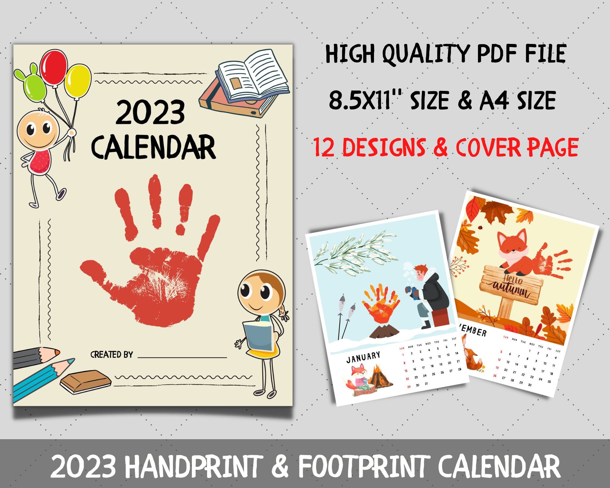 2023 Handprint/footprint Calendar, Handprint Craft, Footprint/handprint ...