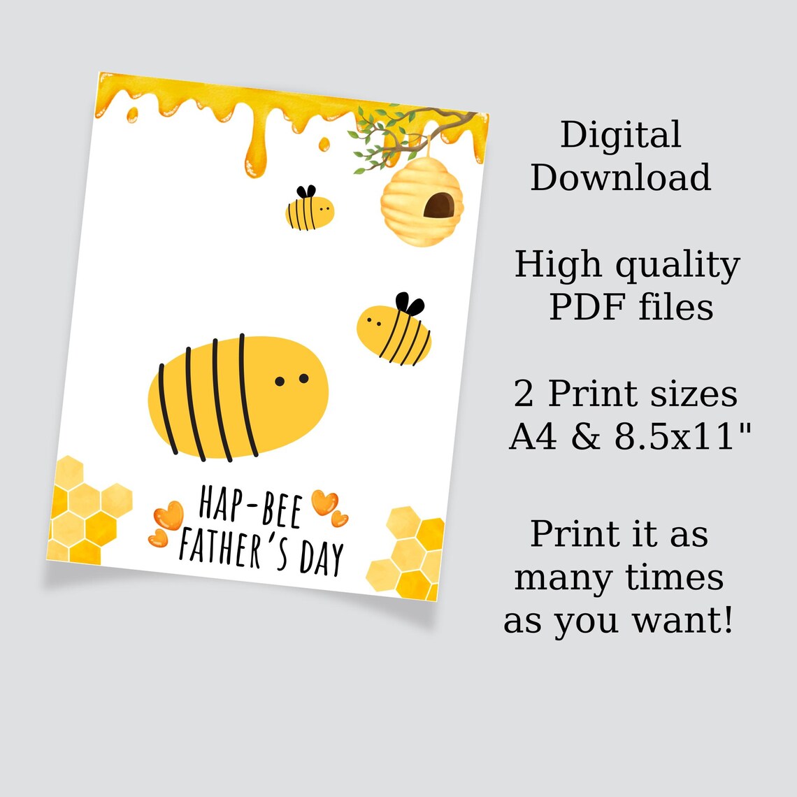 HAP-BEE Fathers Day Handprint Craft, Fathers Day Bee Handprint Art ...