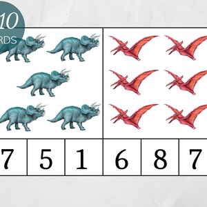 Dinosaur Count and Clip Cards 1-10, Montessori Activity, Summer Math ...