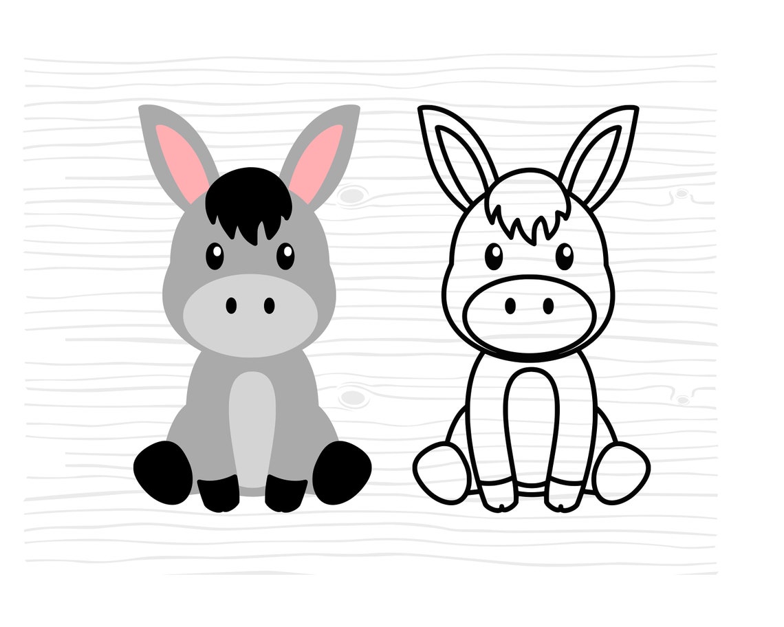 Esel SVG, niedliche Esel SVG, Baby Esel geschnitten Datei, Kawaii Tier ...