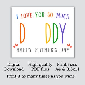 I Love You so Much Handprint Craft, Daddy Letter Handprint, Happy ...