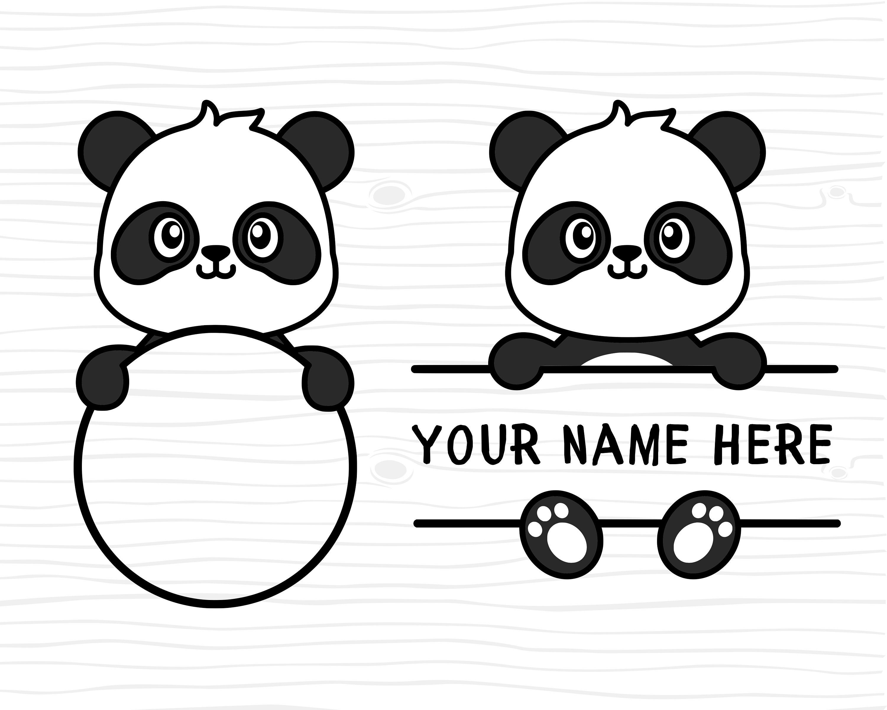 Panda SVG, Frame Cute Panda SVG, Name Frame Svg, Baby Shower Shirt Svg ...