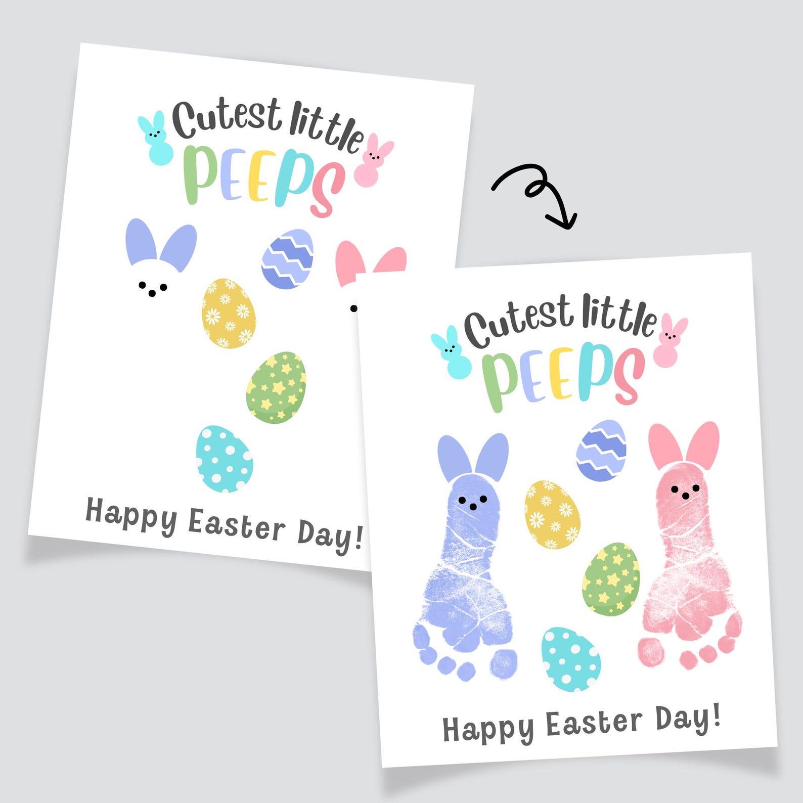 Cutest Little Peeps Footprint for Easter, Easter Footprint Craft, Bunny ...
