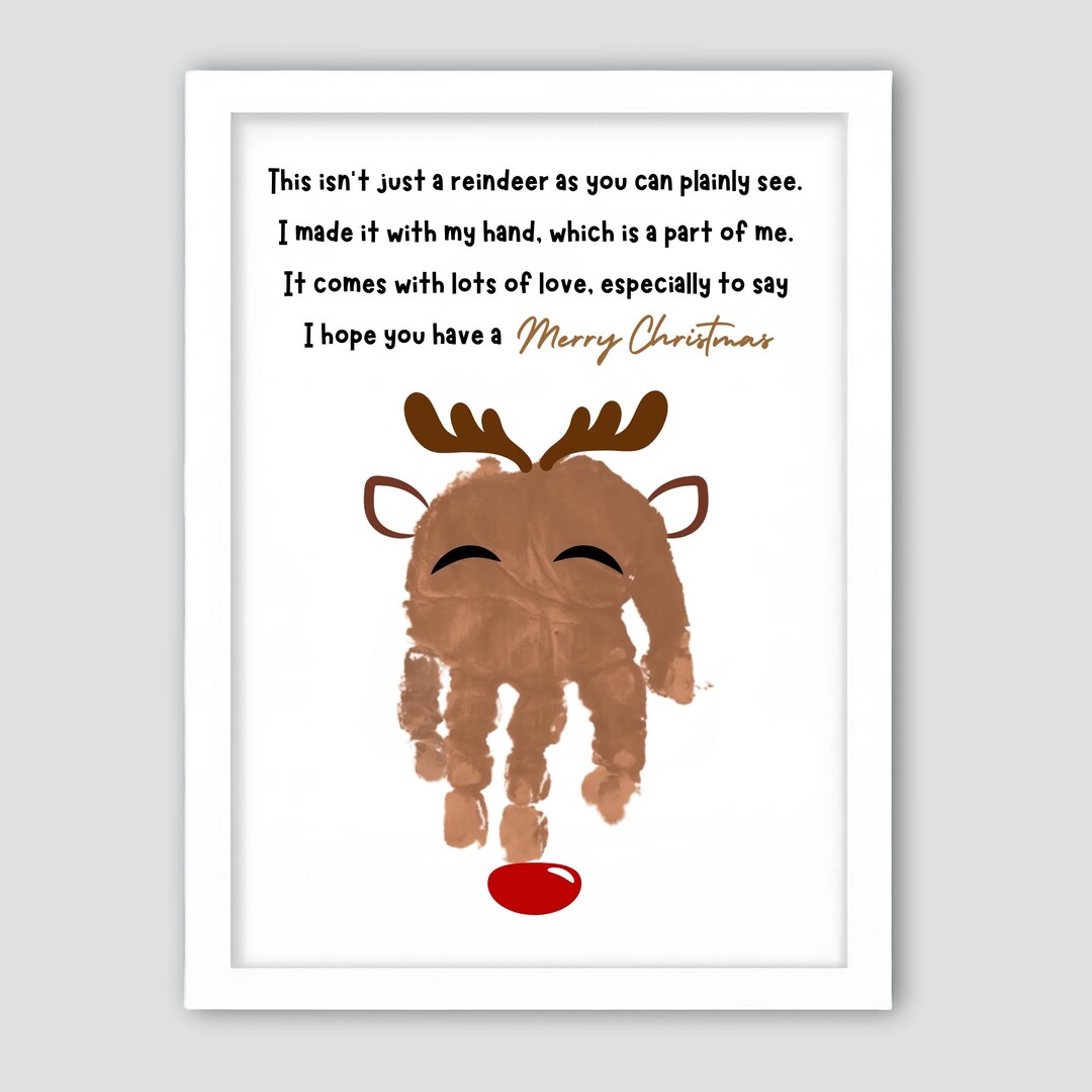 Reindeer Poem Handprint Card, First Xmas/christmas, Baby Kids Toddler ...