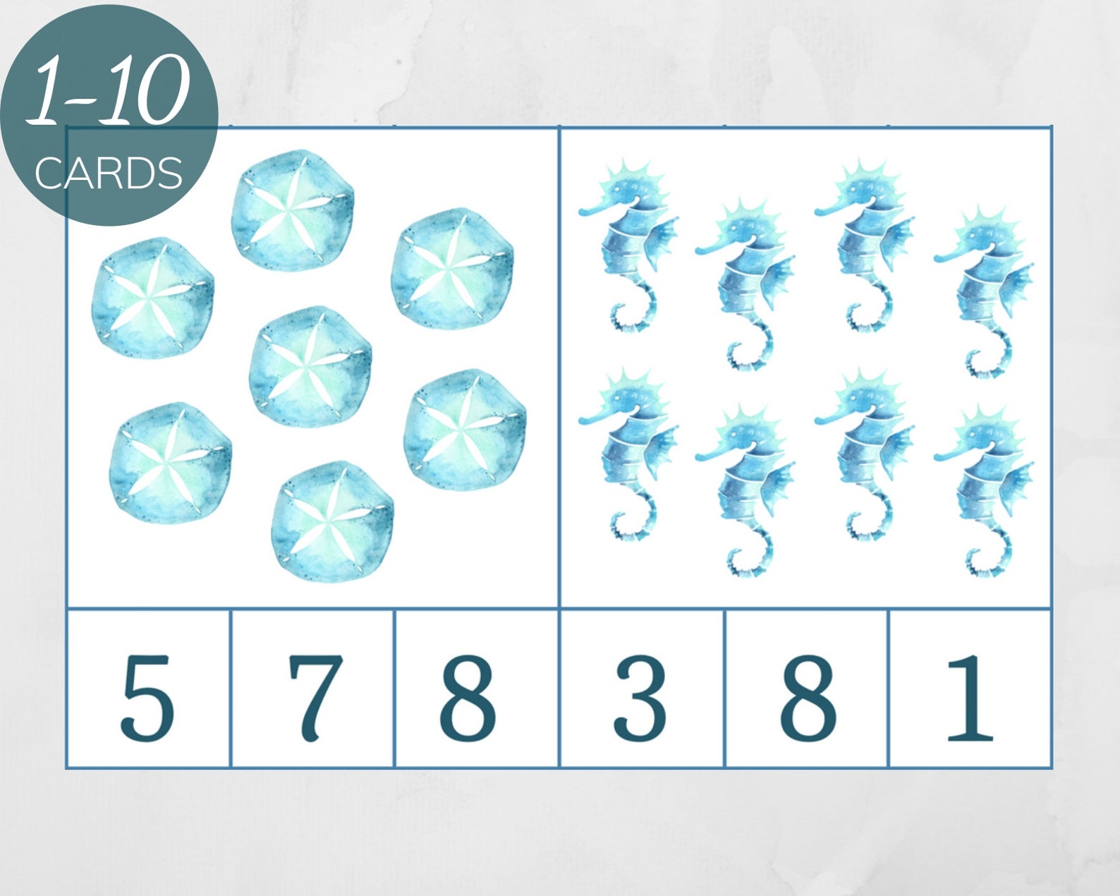 Ocean Count and Clip Cards 1-10 Montessori Activity Summer - Etsy