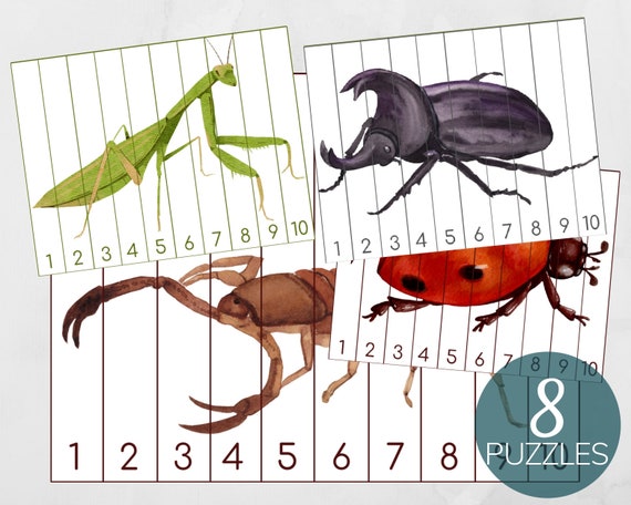 Insect Printable Number Sequence Puzzle 1-10 Montessori - Etsy