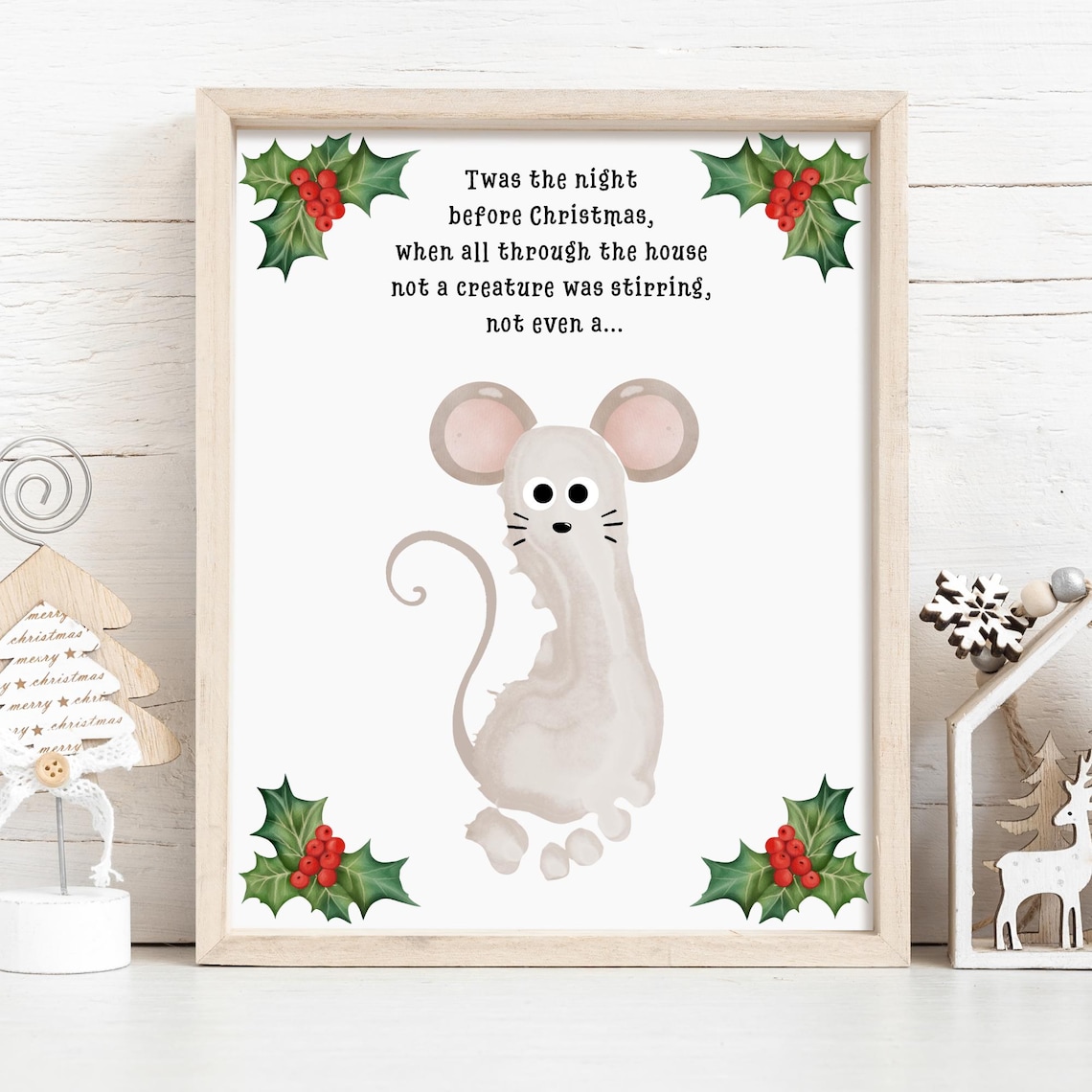 Mouse Christmas and Poem Footprint, Baby Kids Toddler Footprint, Winter ...