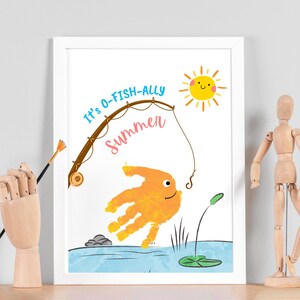 It's O-fish-ally Summer Handprint Craft, Printable Fishing Summer ...