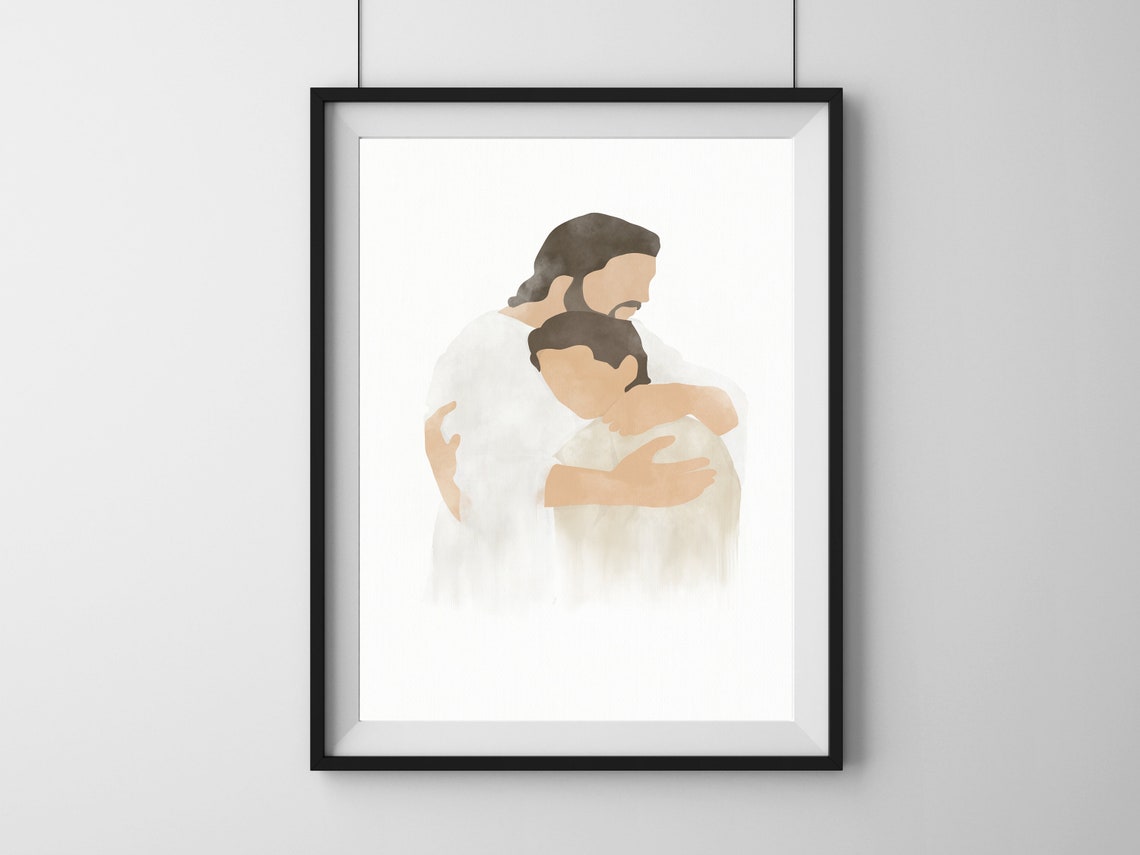 Christ's Embrace Print, Jesus Portrait, Jesus Printable, Jesus Wall Art ...