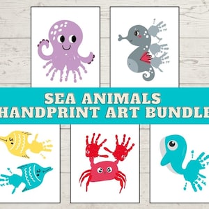 Sea Animals Handprint Craft Bundle, Printable Summer Handprint ...