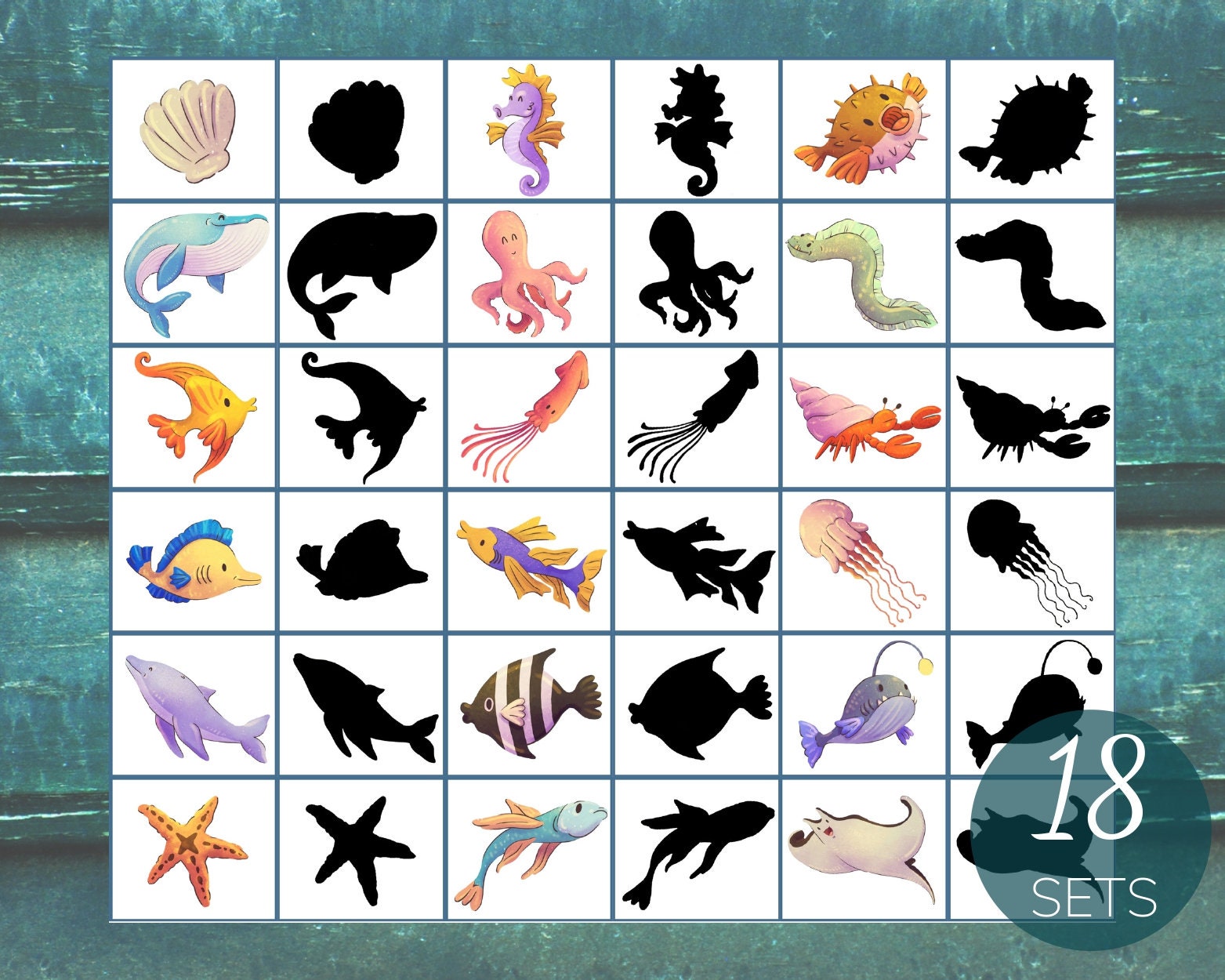 Sea Creature Shadow Matching Montessori Activity Summer - Etsy Australia