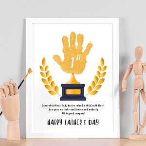 Trophy Handprint Craft, Dad No 1 Handprint, Happy Fathers Day Handprint ...