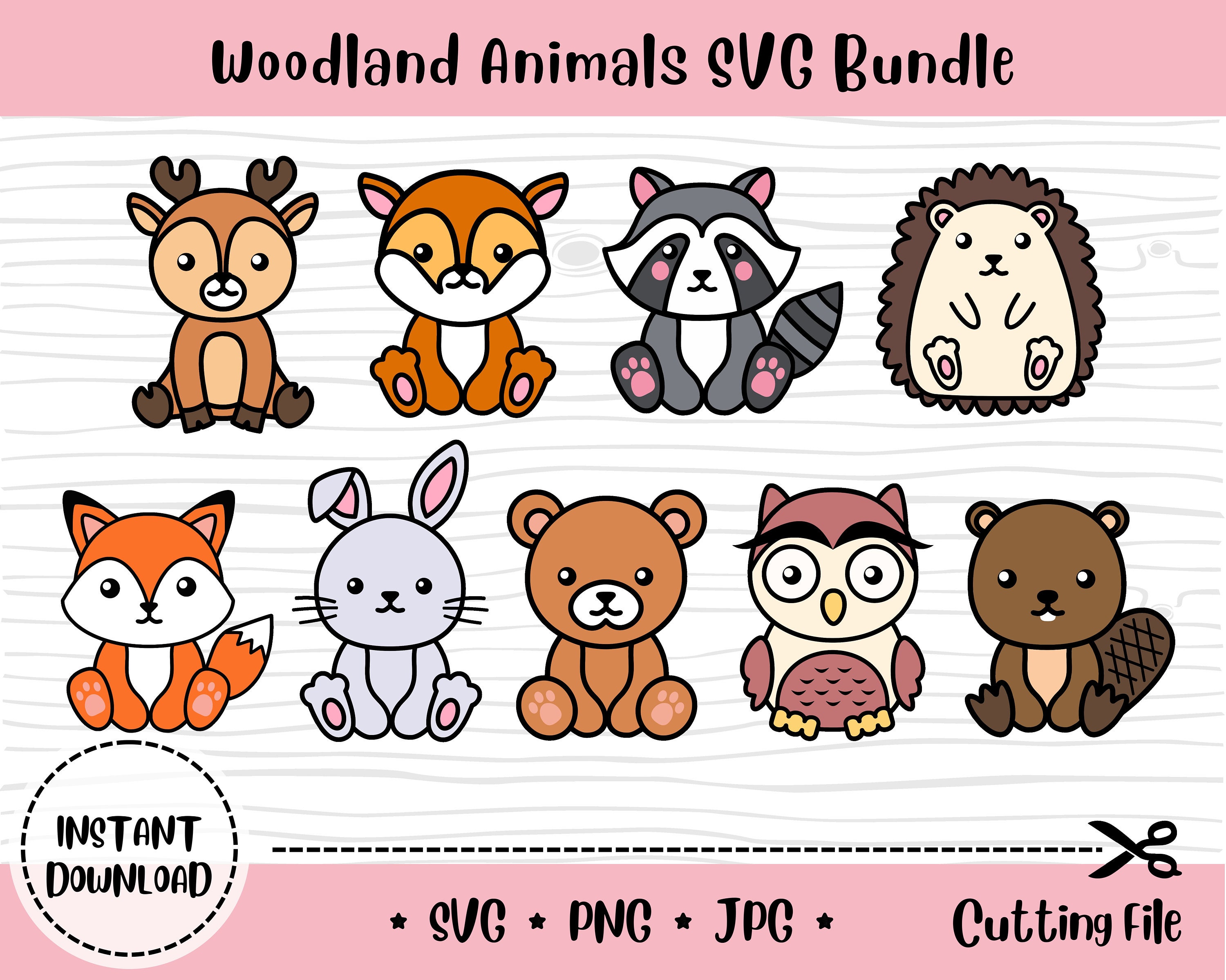 Woodland Animals SVG Animals Svg Bundle Forest Fox Bunny - Etsy