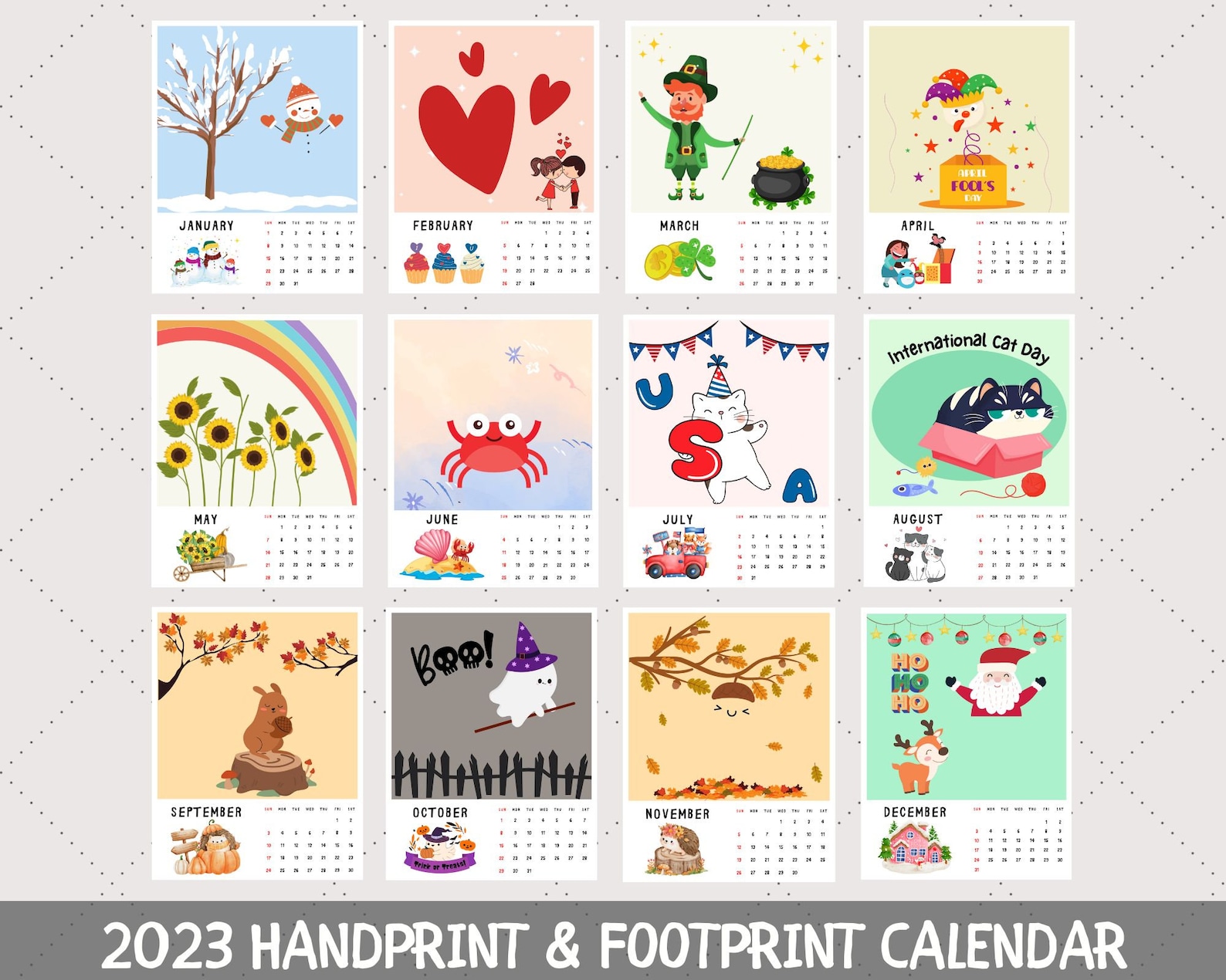 2023 Handprint/footprint Calendar, Handprint Craft, Footprint/handprint ...