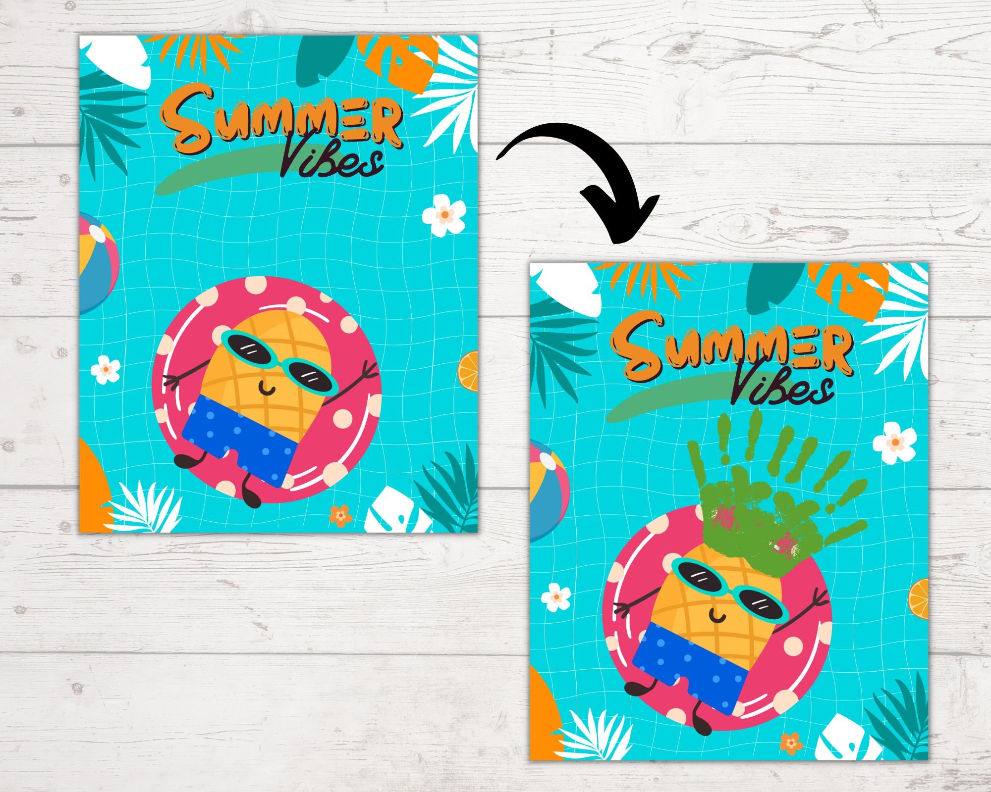 Summer Handprint Art, Summer Printable Craft for Kid, Summer Activity ...