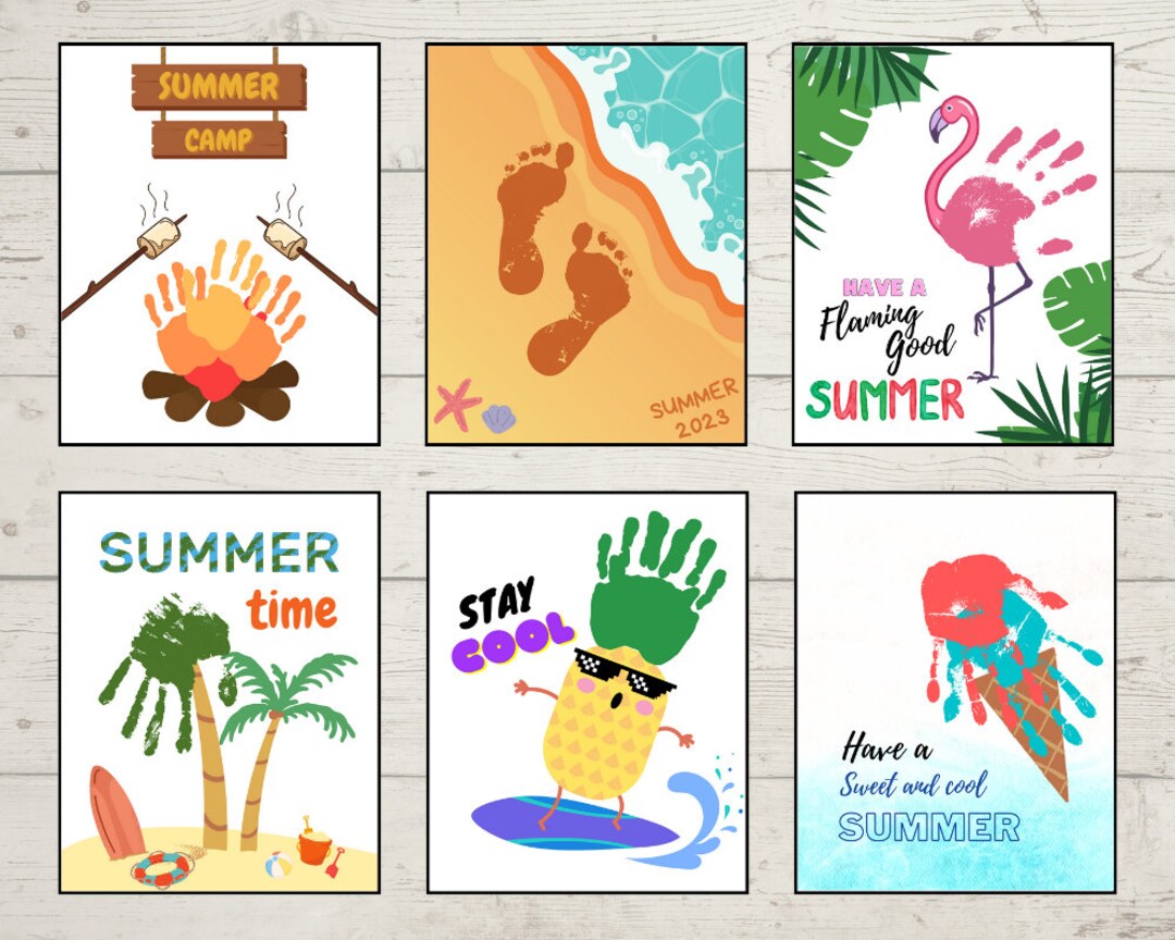 Summer Handprint Footprint Craft Bundle, Summer Camp Activity, Summer ...