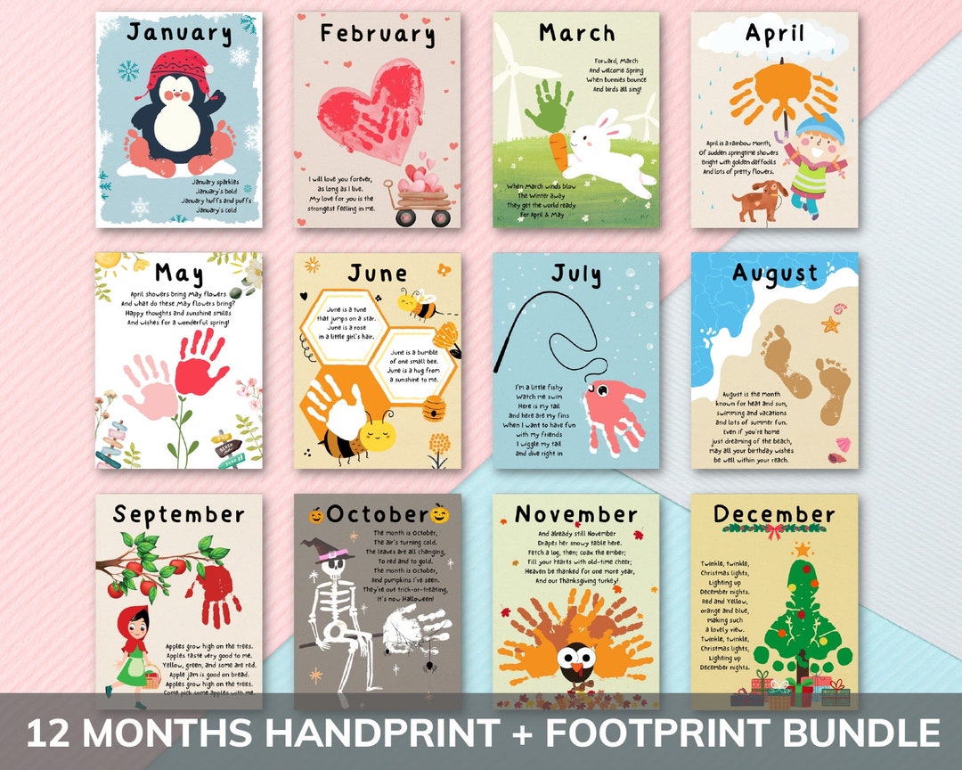 Memory Handprint/footprint Book With Poems, Handprint/footprint Art ...