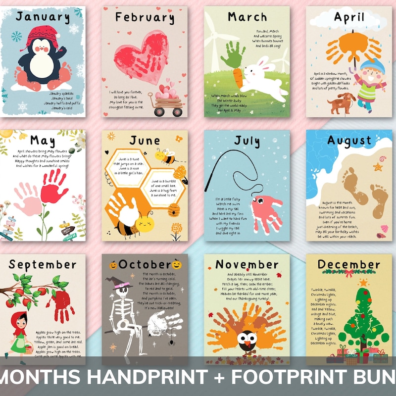 Monthly Handprint Art - Etsy