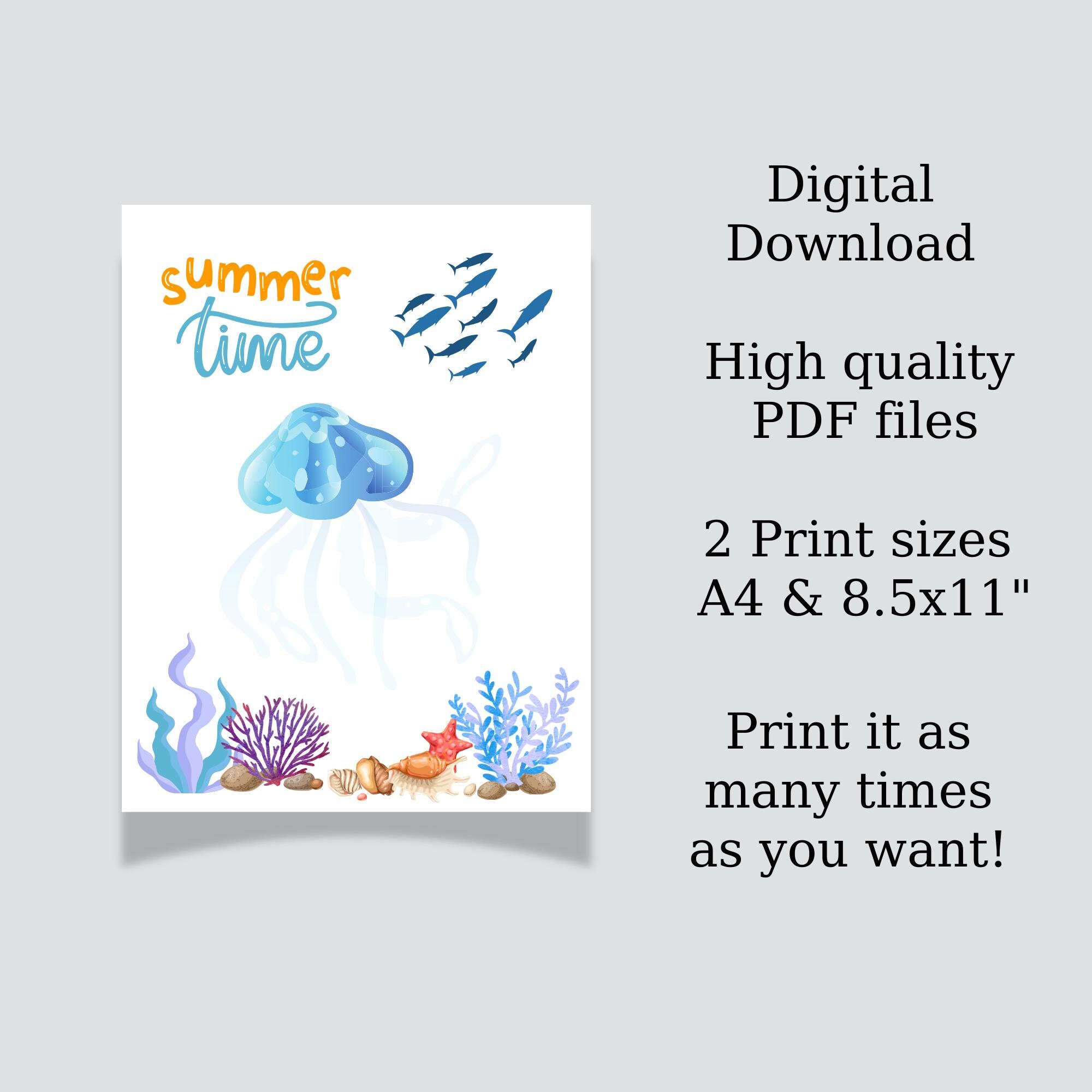 Ocean Creature Fingerprint Craft, Jellyfish Fingerprint, Printable ...
