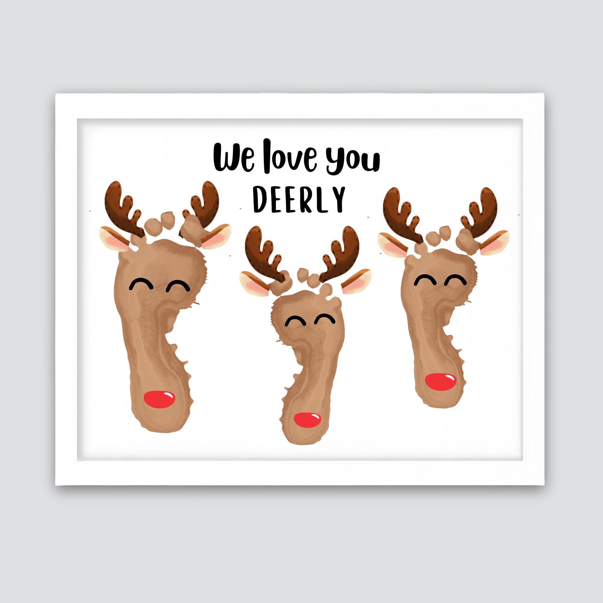 We Love You Deerly Footprint Christmas, Baby Kids Toddler Footprint ...