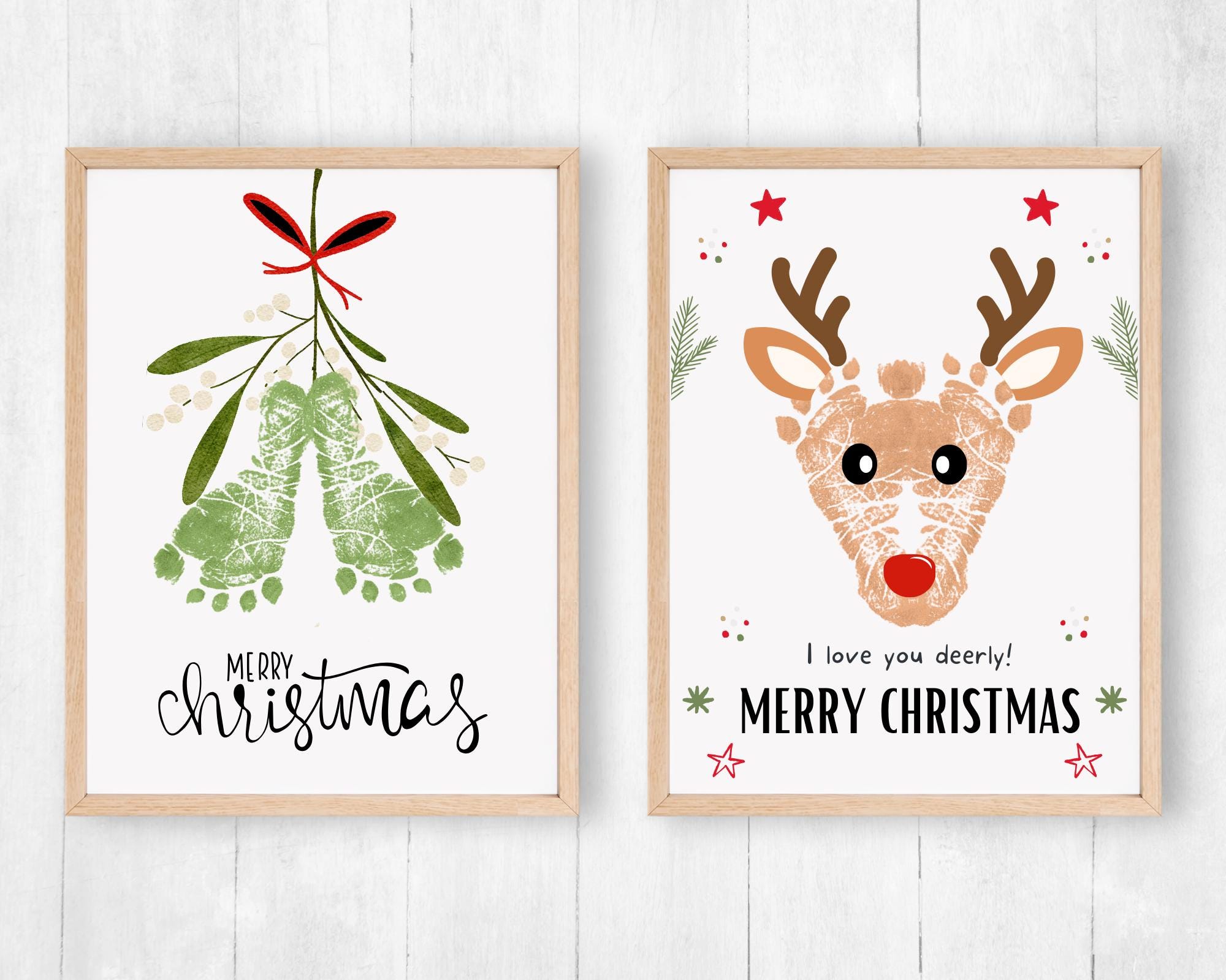 2025 Christmas Handprint Footprint Bundle, Set 9 Printable Christmas ...