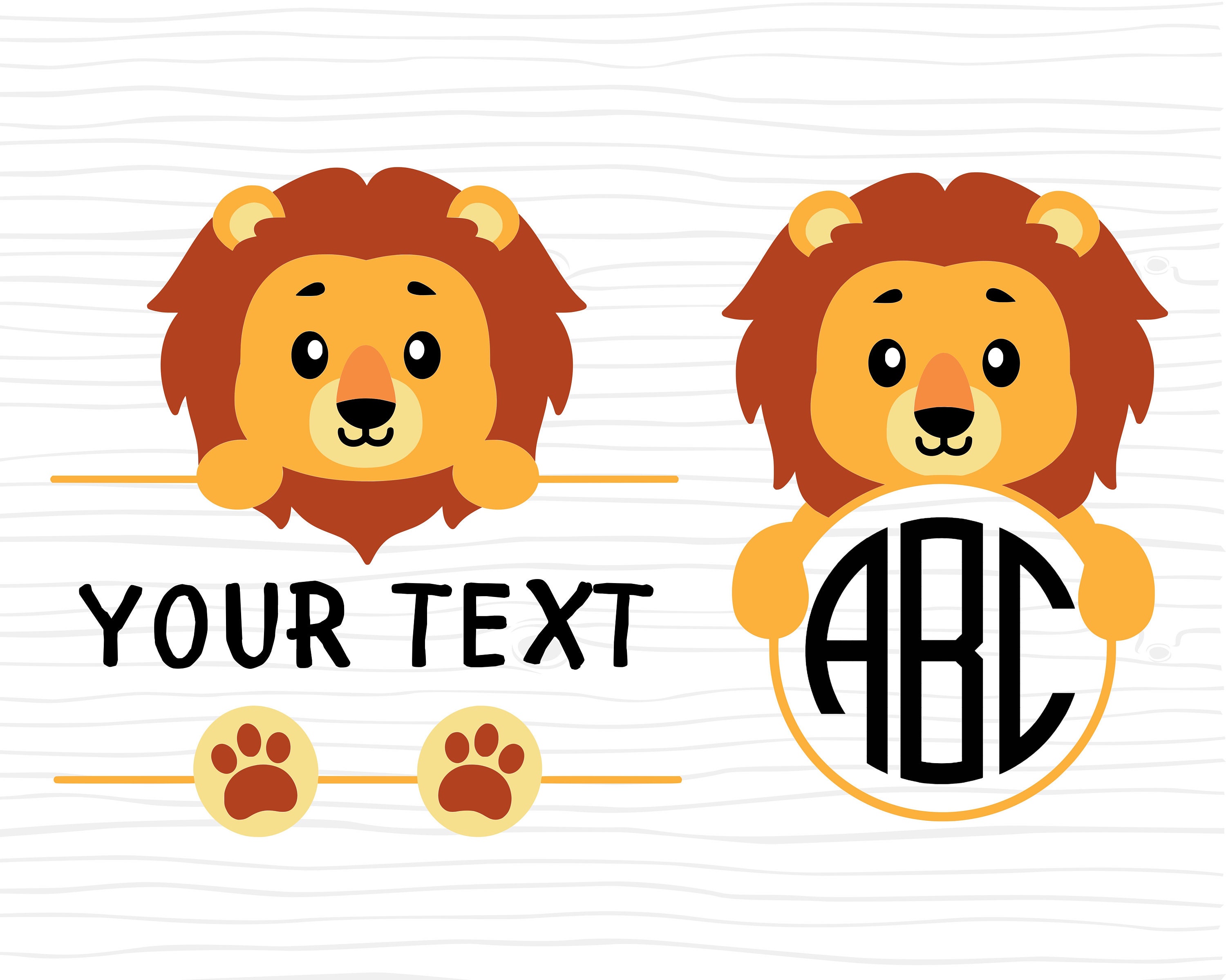 Lion Svg, Frame Cute Lion Svg, Lion Monogram Svg, Name Frame Svg, Baby ...