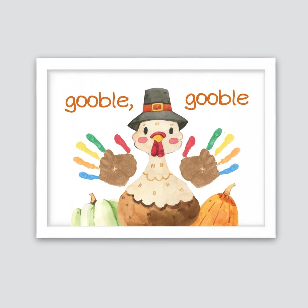 Gobble Gobble Thanksgiving Footprint Craft for Autumn, Turkey Footprint ...