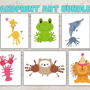Animals Handprint Craft Bundle, Printable Summer Handprint, Preschool ...