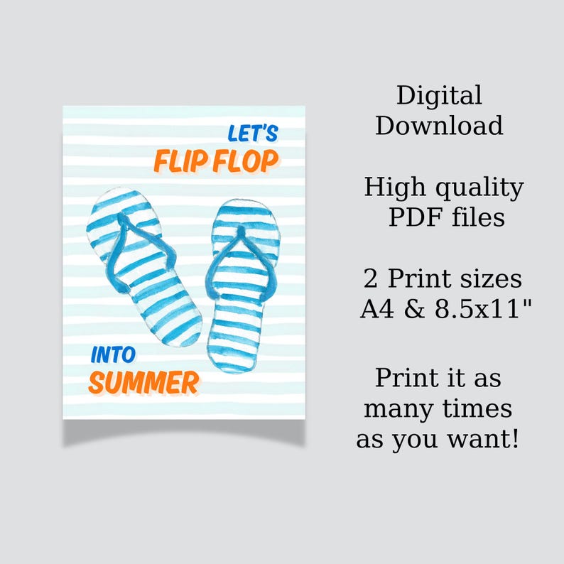 Let's Flip Flop Into Summer Footprint Craft Bundle, Printable Summer ...