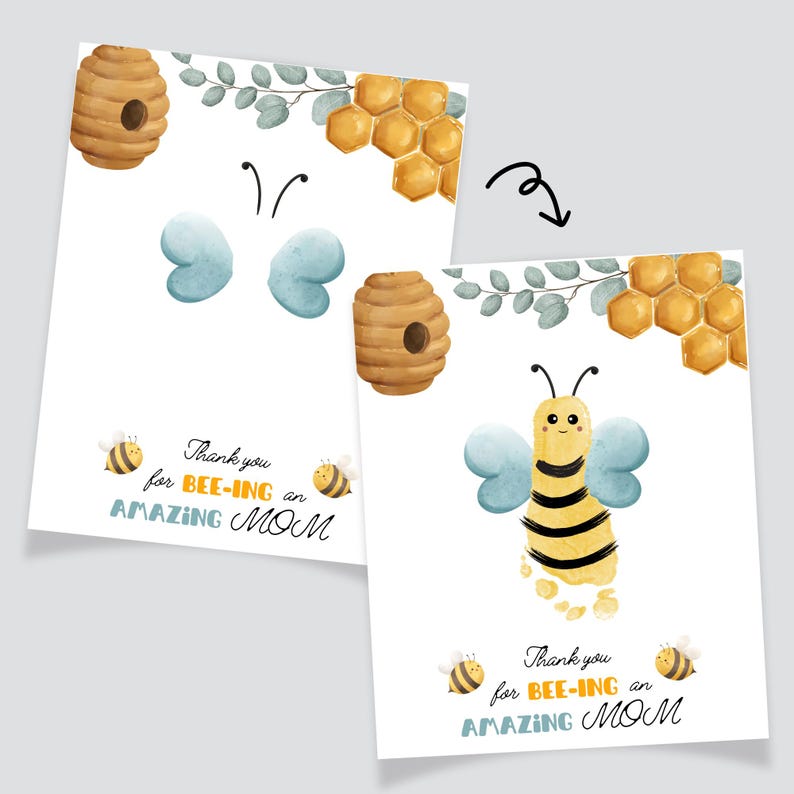 Thank You for Bee-ing an Amazing Mom Handprint, Handprint Art Craft ...