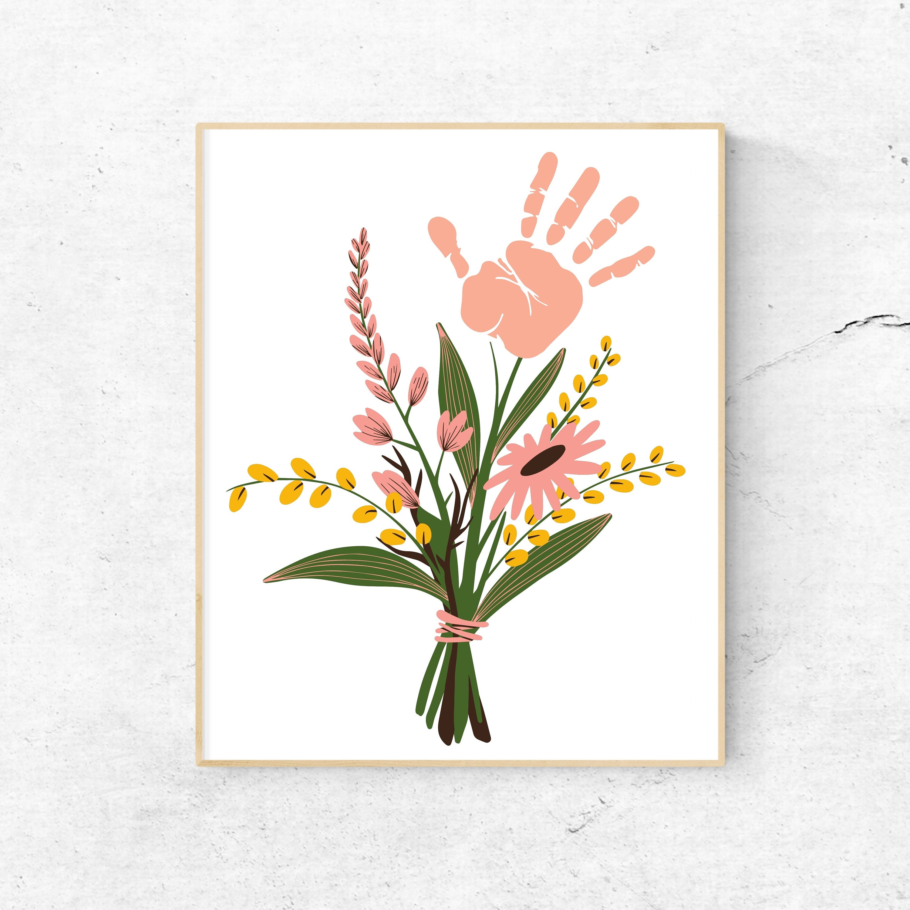 Bunch of Flowers Handprint Craft, Baby Handprint Art, DIY Memory ...
