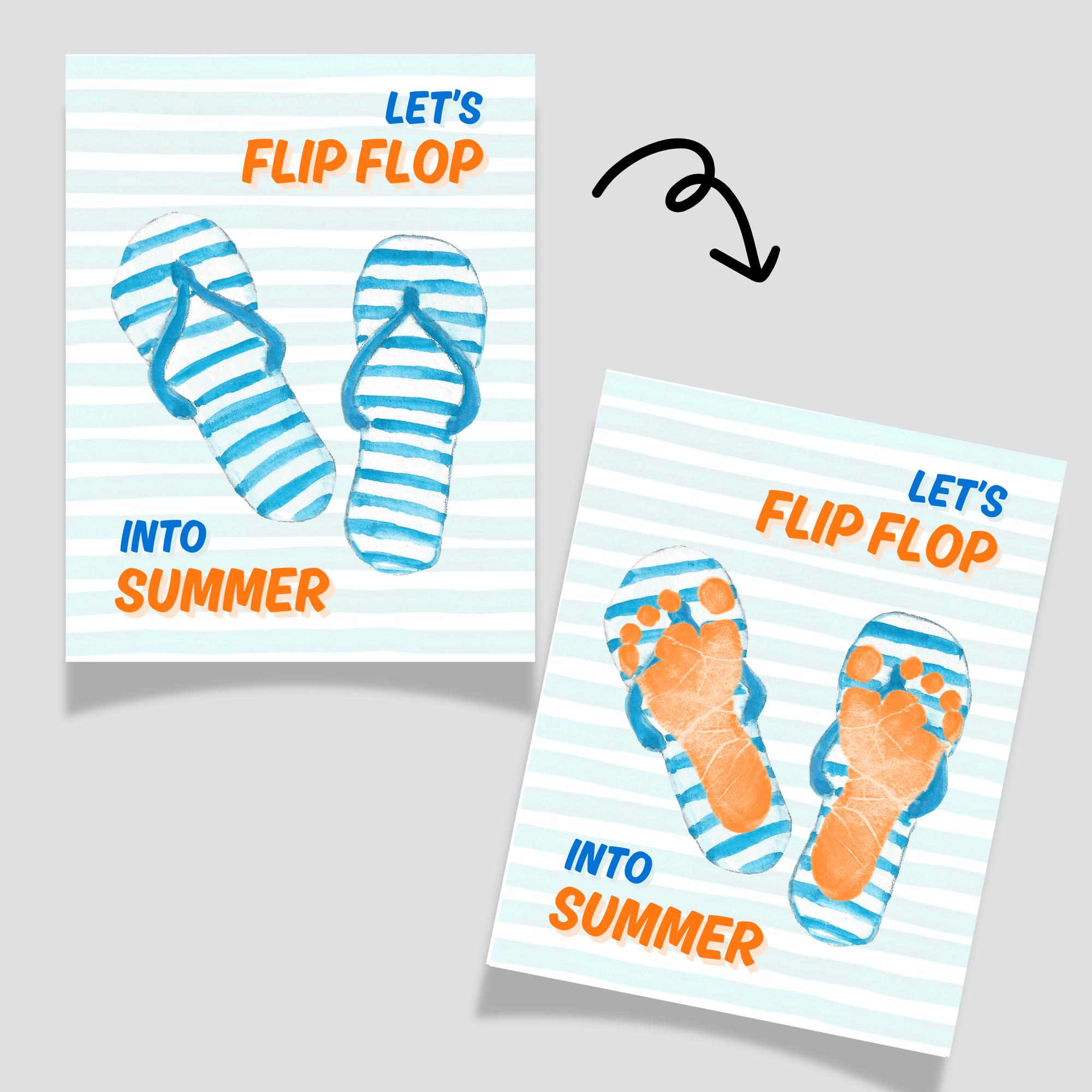 Let's Flip Flop Into Summer Footprint Craft Bundle, Printable Summer ...