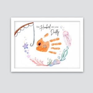 I'm Hooked on You Daddy Handprint Craft, Fish Handprint, Fathers Day ...