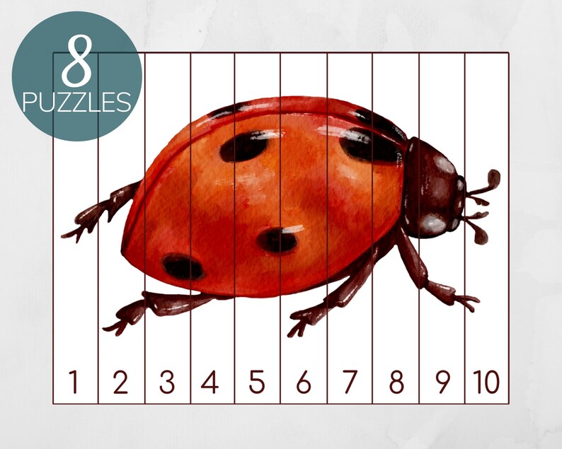 Insect Printable Number Sequence Puzzle 1-10 Montessori - Etsy