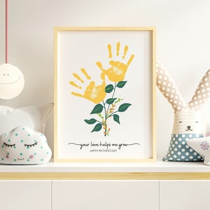 Flower Handprint Craft Art, Mothers Day Craft, Printable, for Mom, for ...