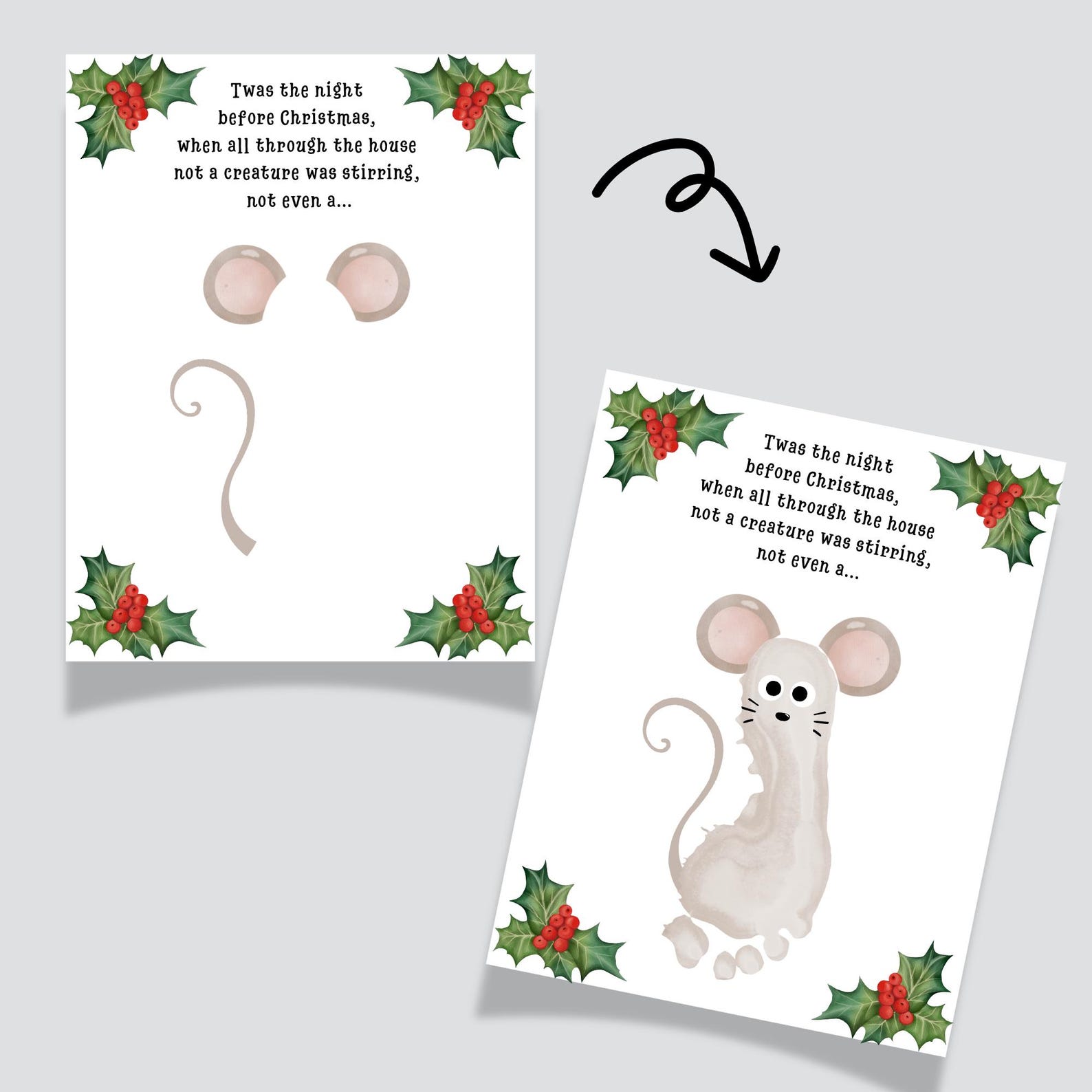 Mouse Christmas and Poem Footprint, Baby Kids Toddler Footprint, Winter ...