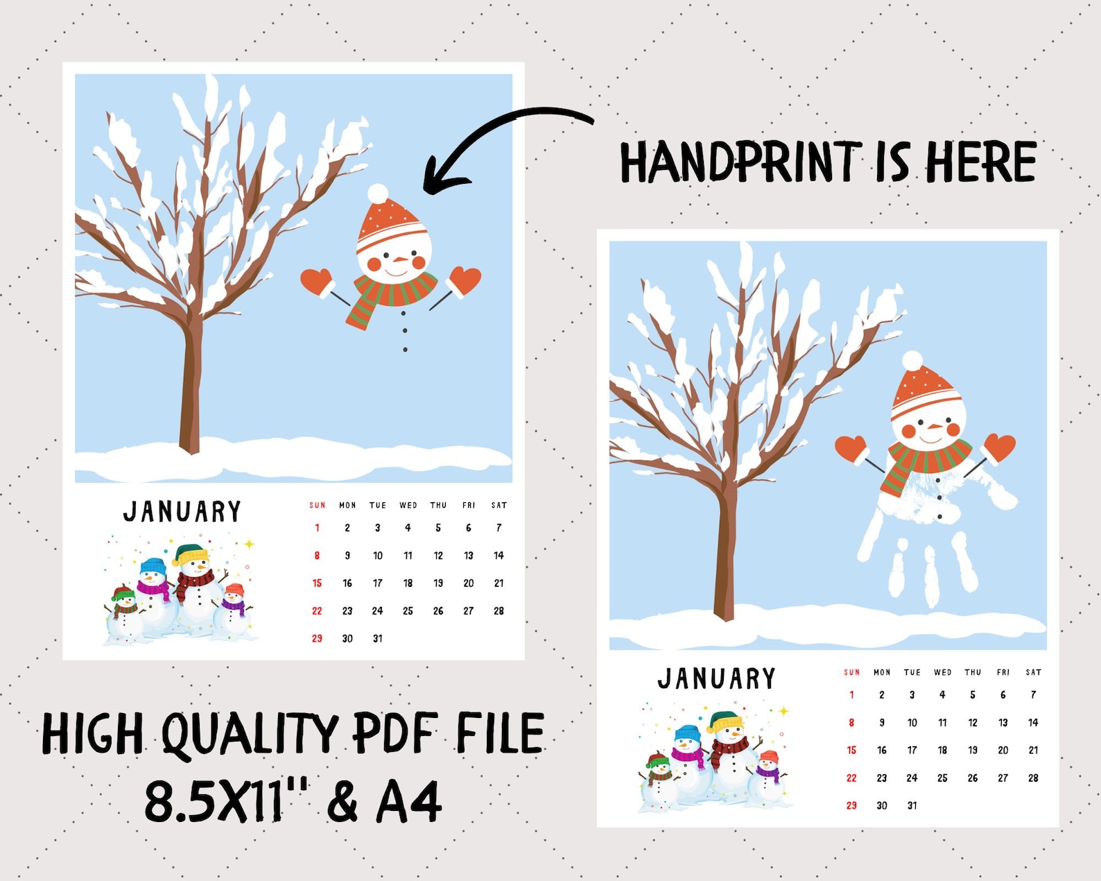 2023 Handprint/footprint Calendar, Handprint Craft, Footprint/handprint ...