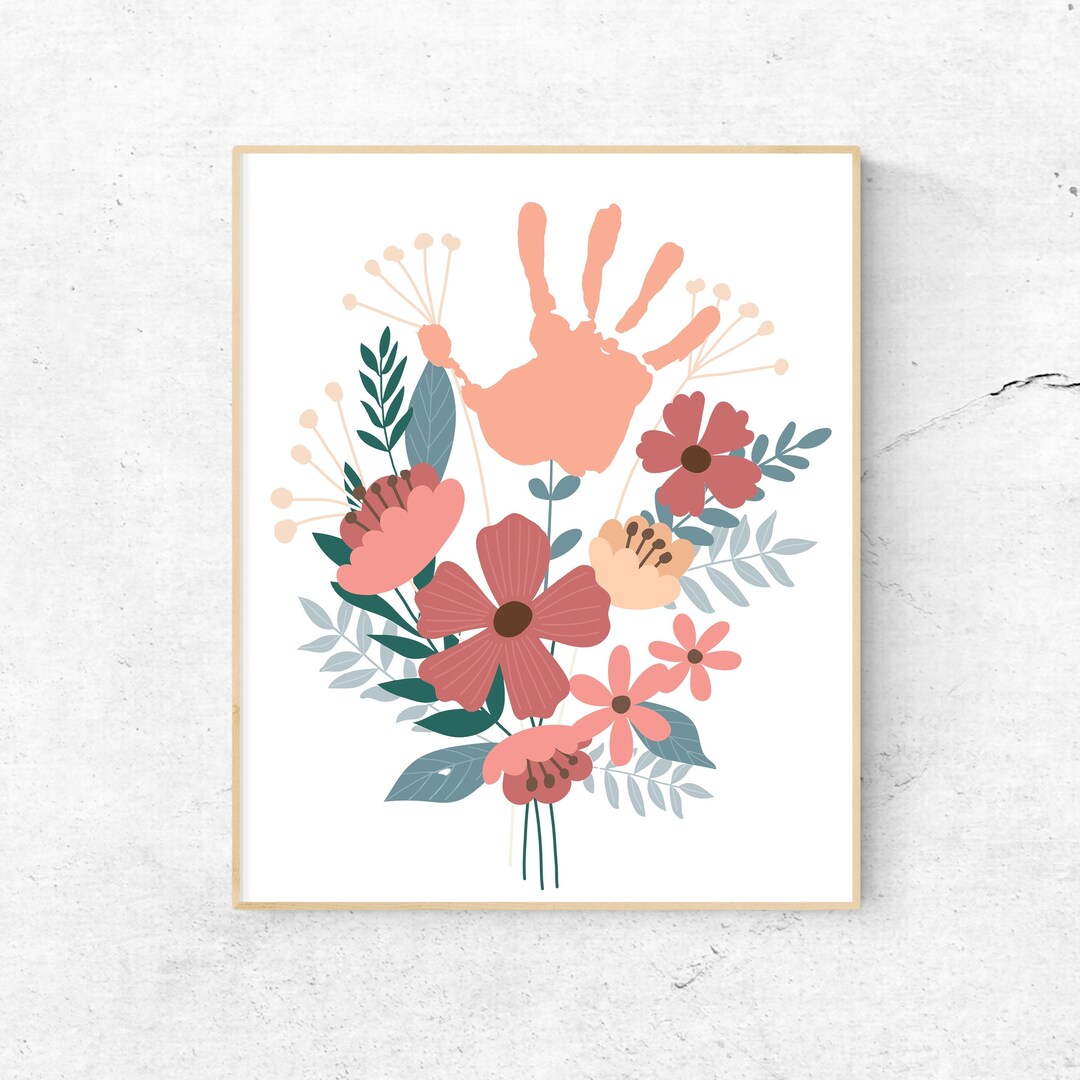 Pink Flower Handprint Craft, Baby Handprint Art, DIY Memory Keepsake ...