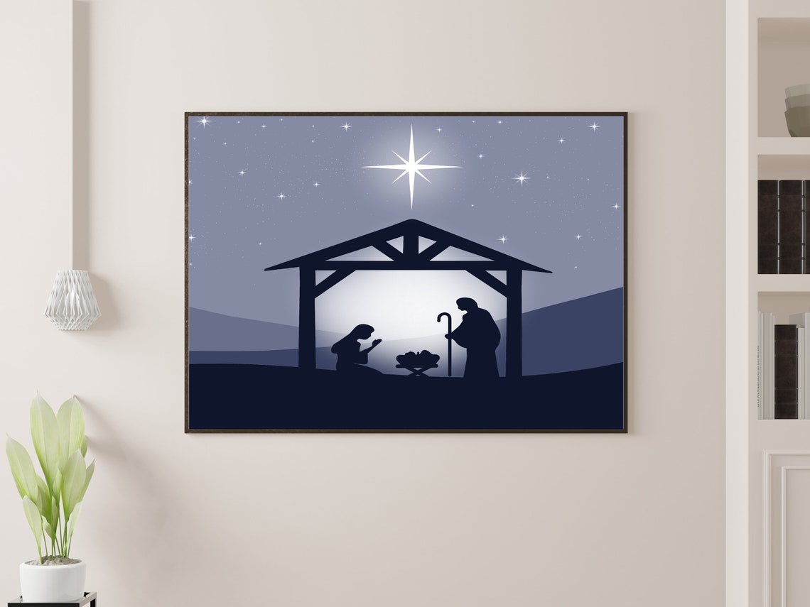 Nativity Scene Art Christmas Digital Download Christmas - Etsy