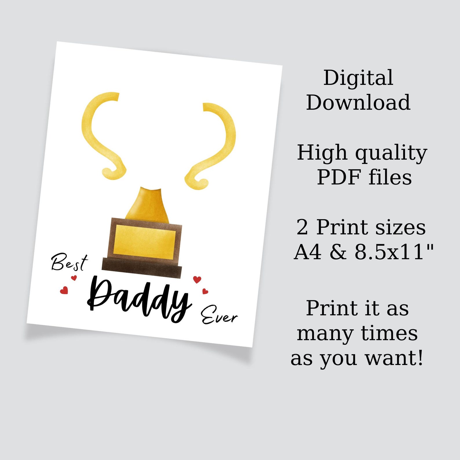 Best Daddy Ever Handprint Craft, Trophy for the Best Dad Handprint Art ...