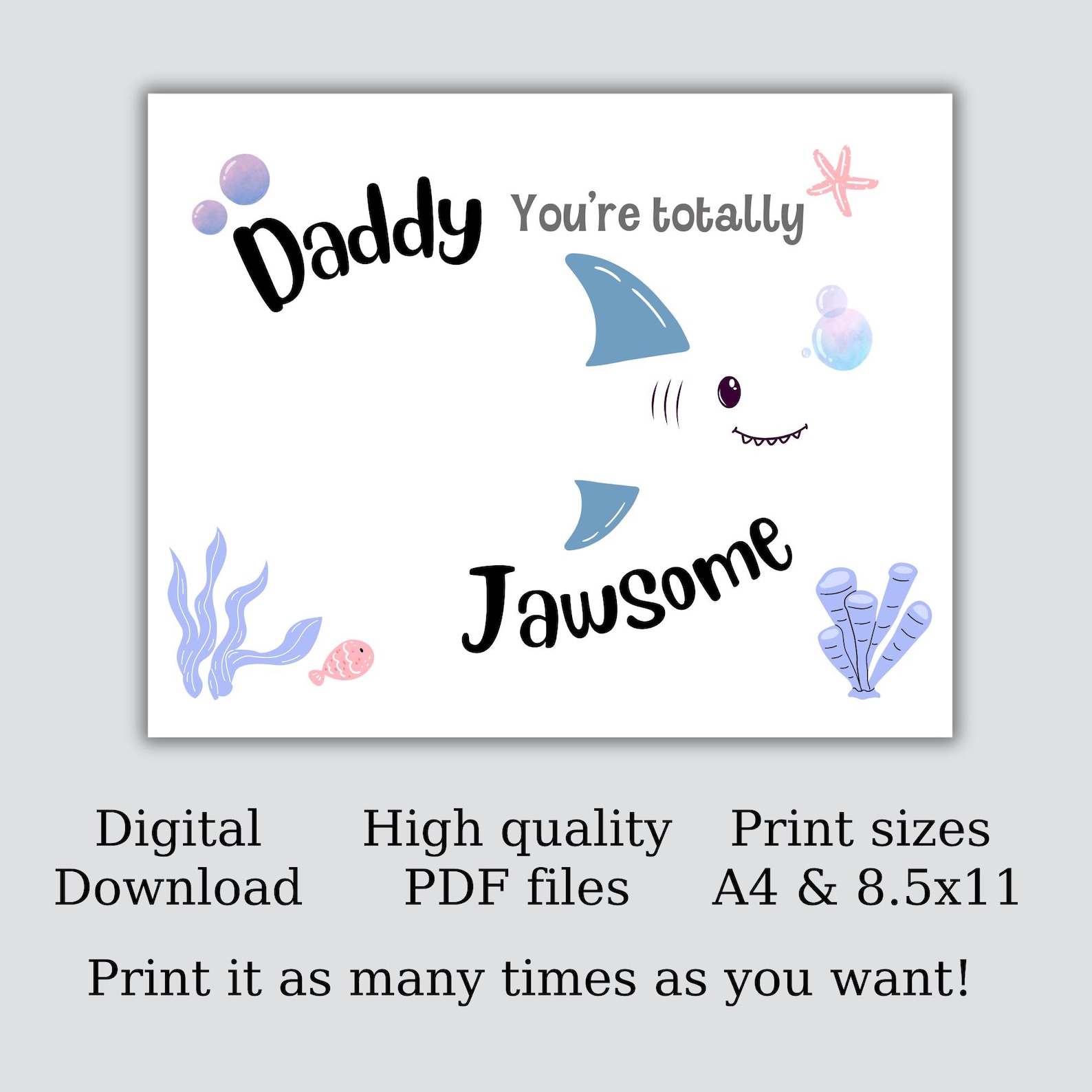 Daddy You're Totally Jawsome Footprint Craft, Baby Shark Footprint Art ...