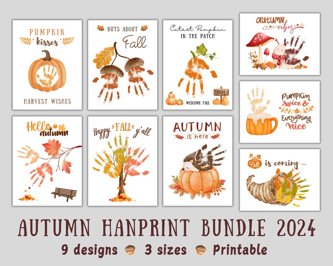 Fall/autumn Handprint Art Bundle, Fall Season, Handprint Craft, Autumn ...