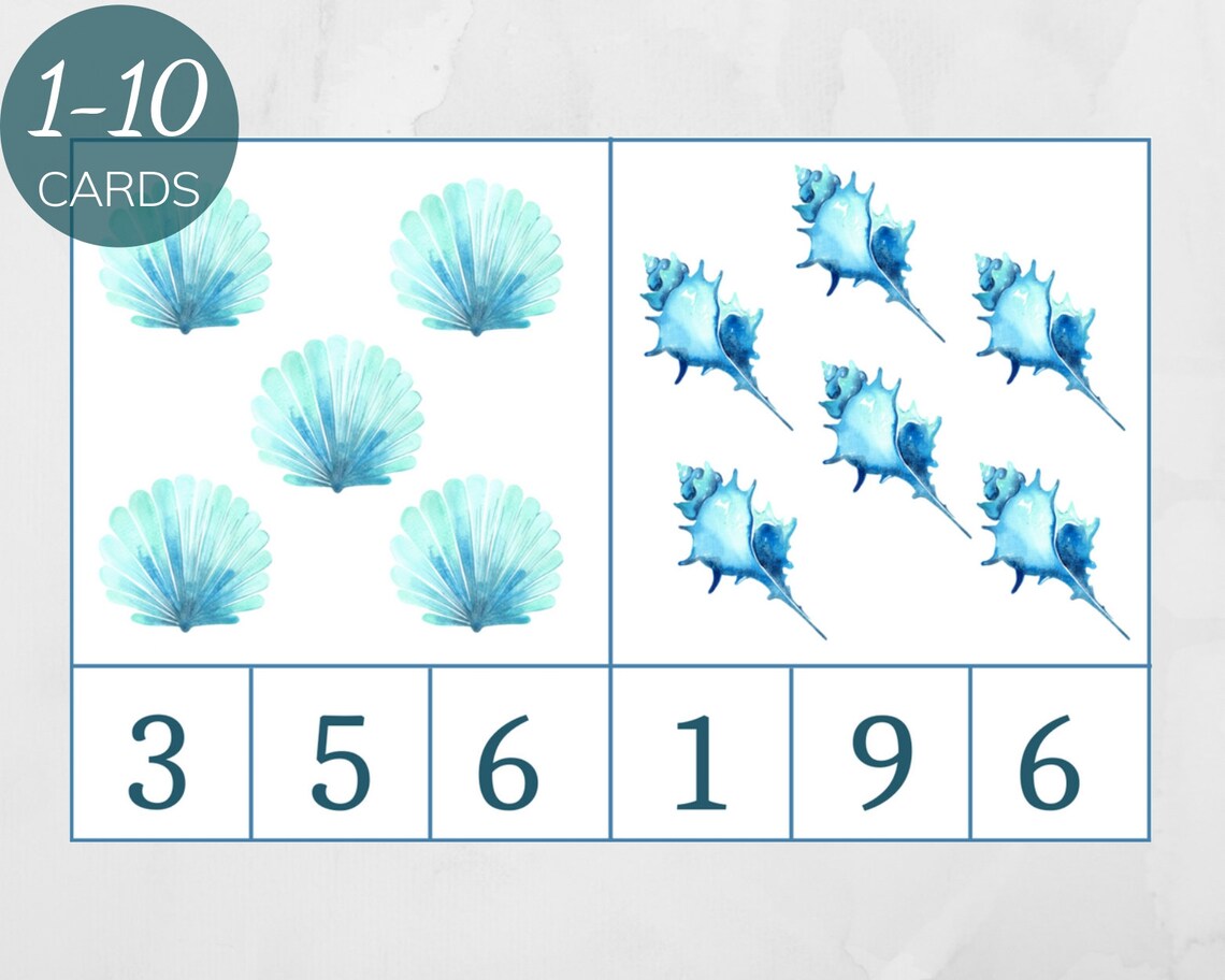 Ocean Count and Clip Cards 1-10 Montessori Activity Summer - Etsy