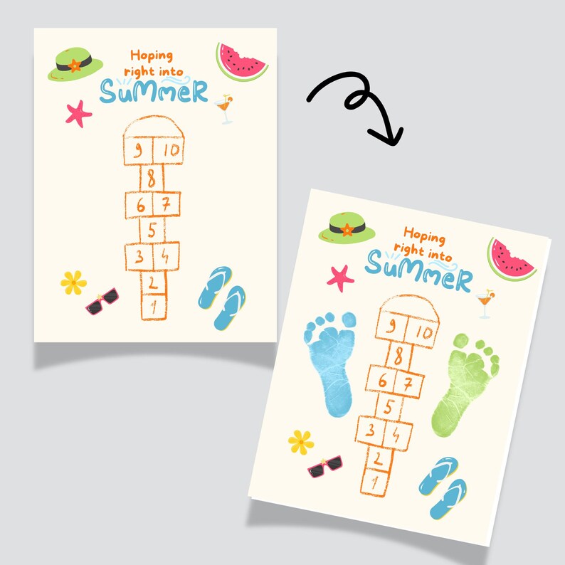 Hopscotch/children Playground Footprint Craft Bundle, Printable Summer ...