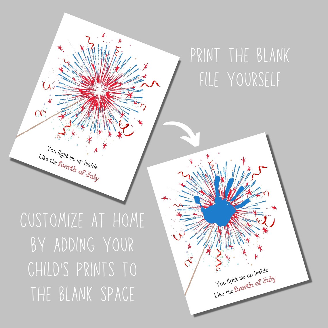Sparkler Handprint Art Celebrating Freedom Handprint Art - Etsy
